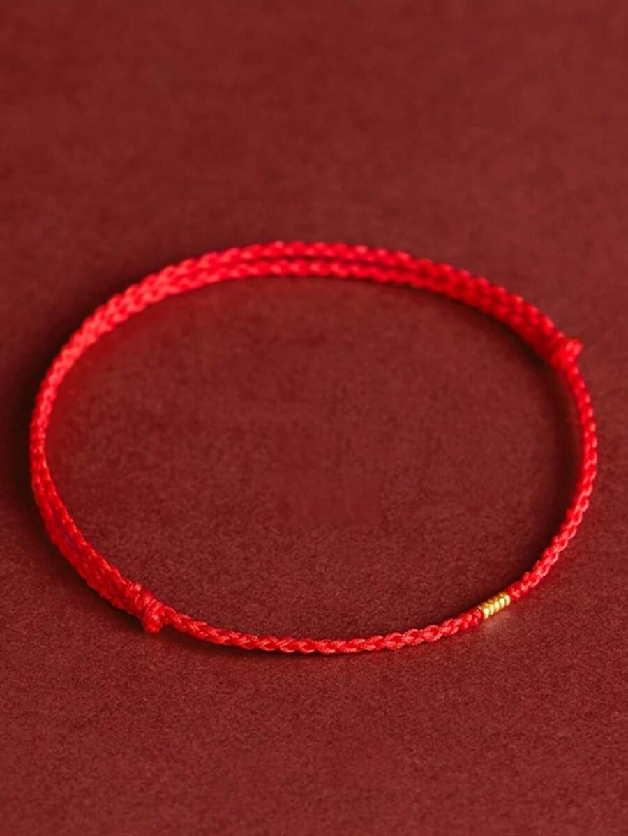 1pc Handmade Red Black String Lucky Bracelets For Men Women, Adjustable ...