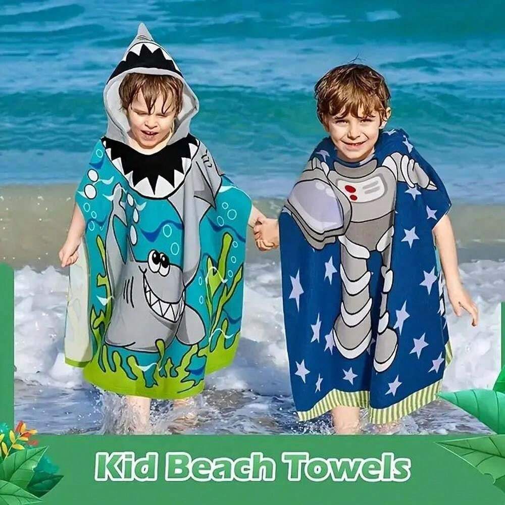 1pc Children's Bath Towel Cloak With Hat, Swimming Quick-Drying ...