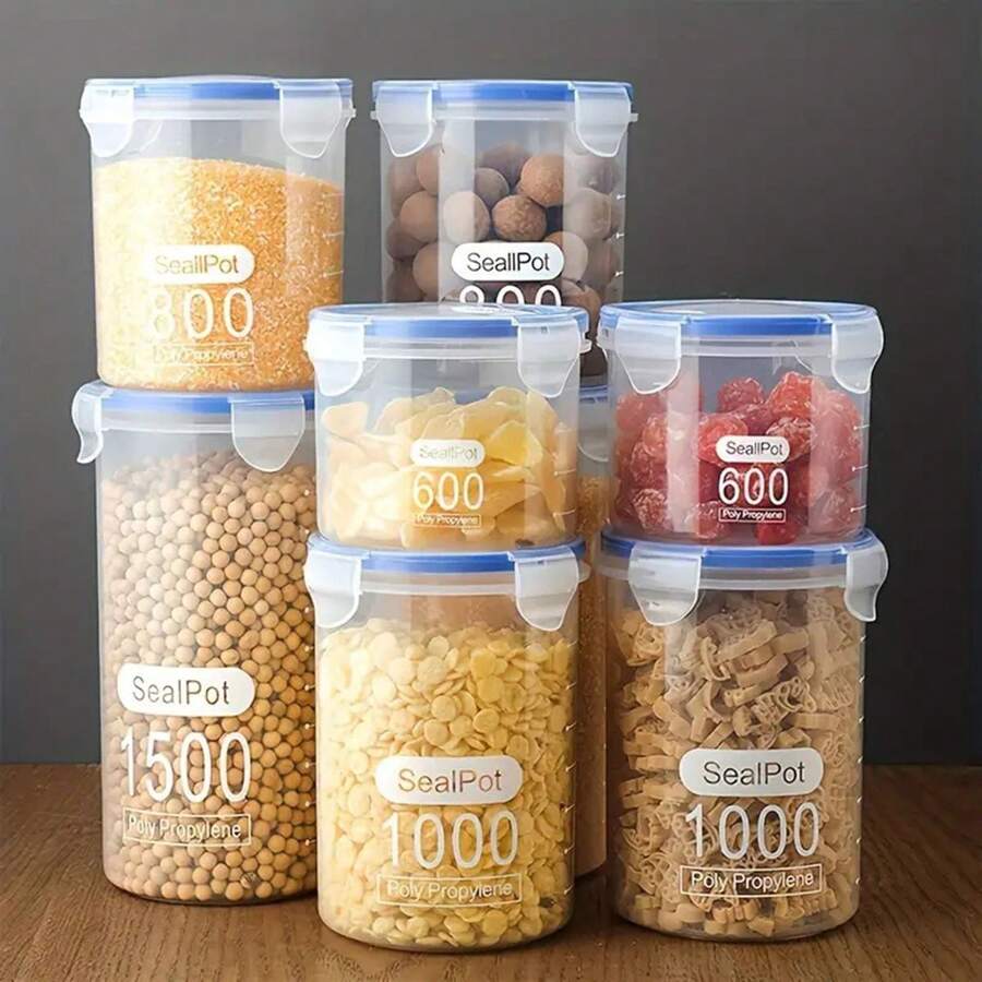 4pcs Clear Food Storage Box, Plastic Grain Storage Box, Moisture-Proof ...