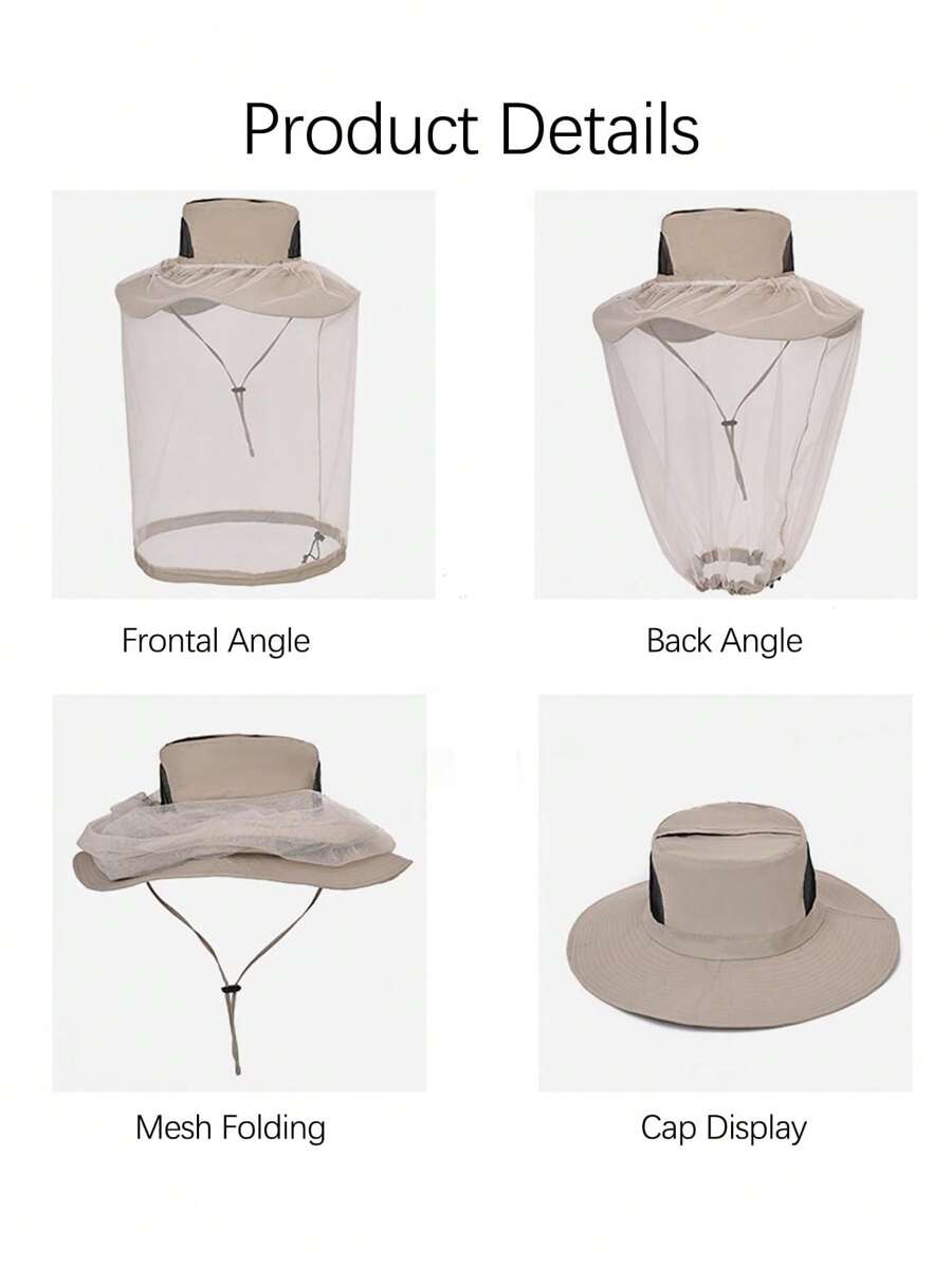 1pc Mosquito Net Hat Bug Net Mosquito Face Net Mask Bug Cap Outdoors ...