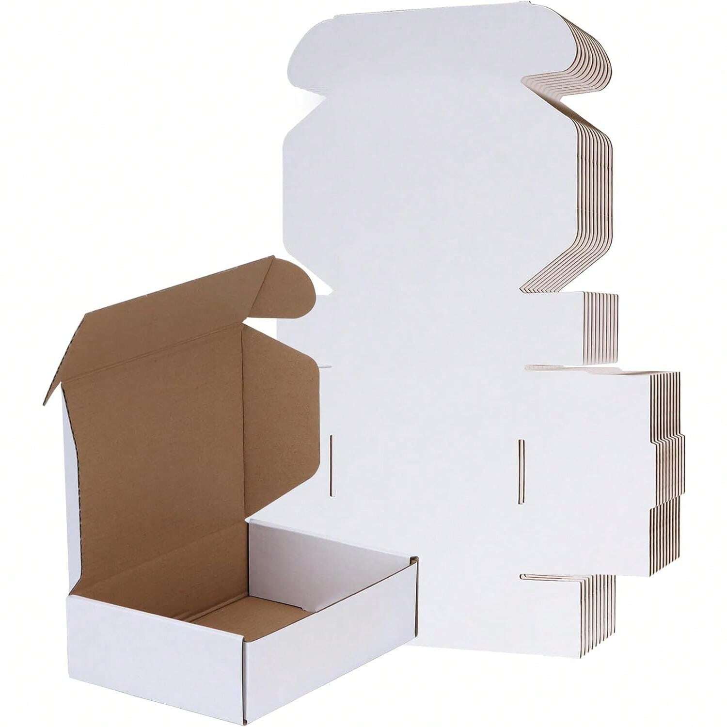 5 Pack 7.87x5.5x2.55 Inch Small Shipping Boxes, White Corrugated ...