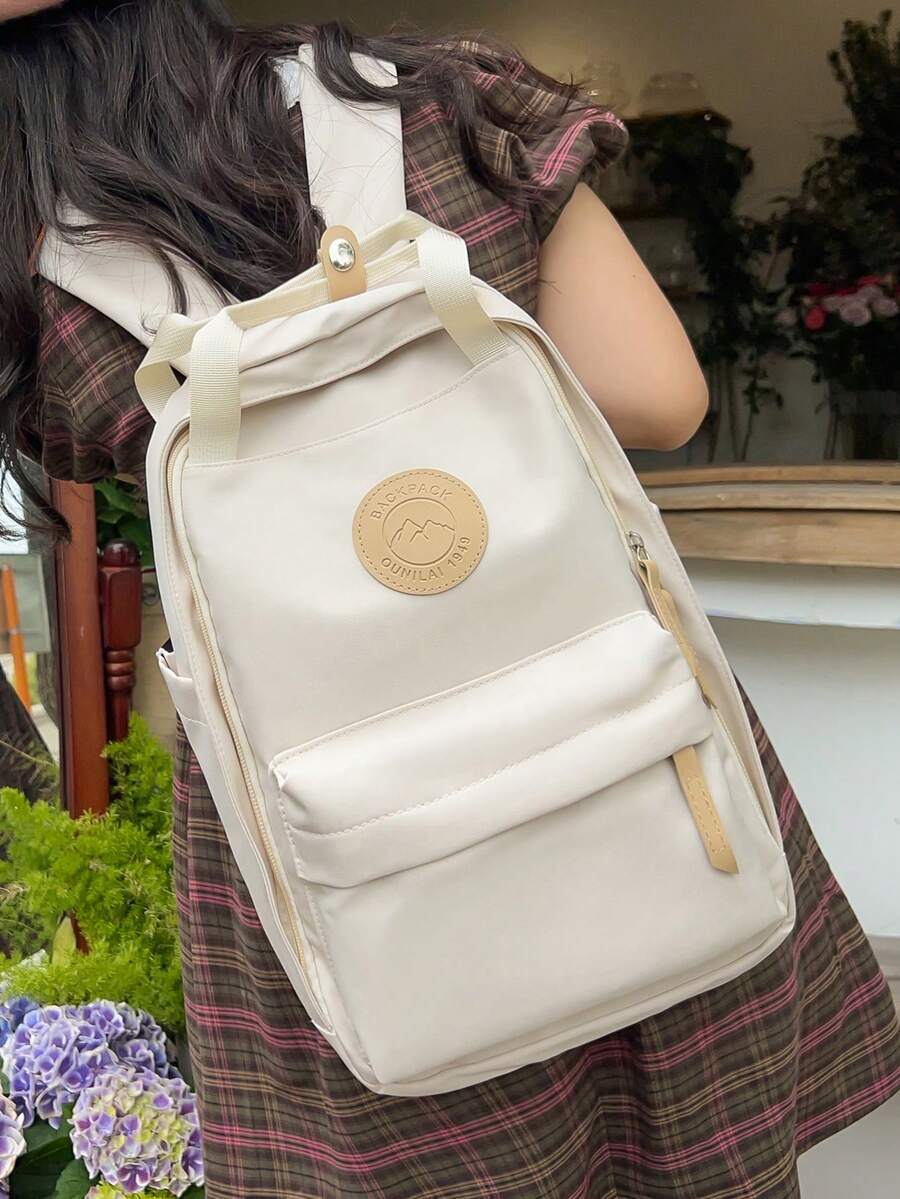 Women Simple Large Capacity Solid Color Backpack, Shoulder Bag And ...