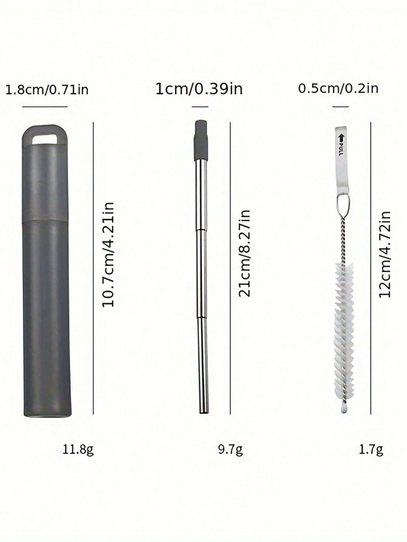 1 Set Stainless Steel Retractable Straw With Silicone Mouthpiece ...