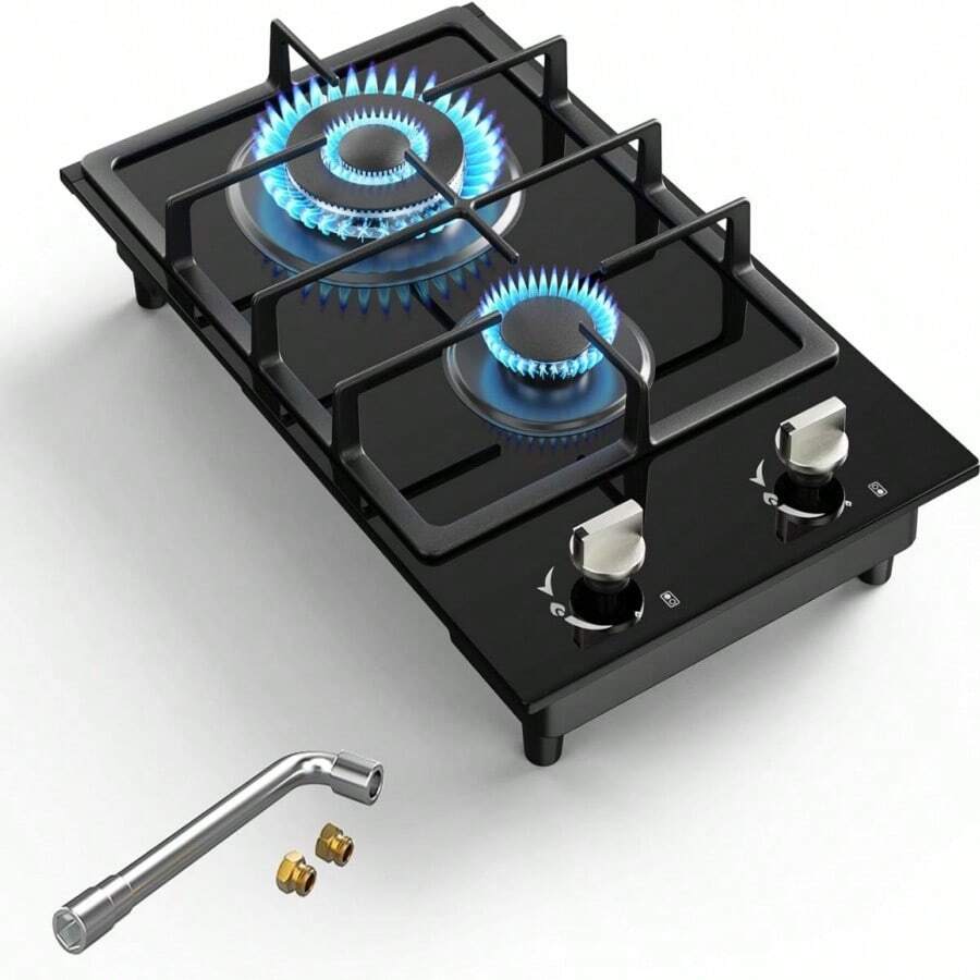 Gas Stove 2 Burner Propane Cooktop 12 Inch, Portable Gas Cooktop ...