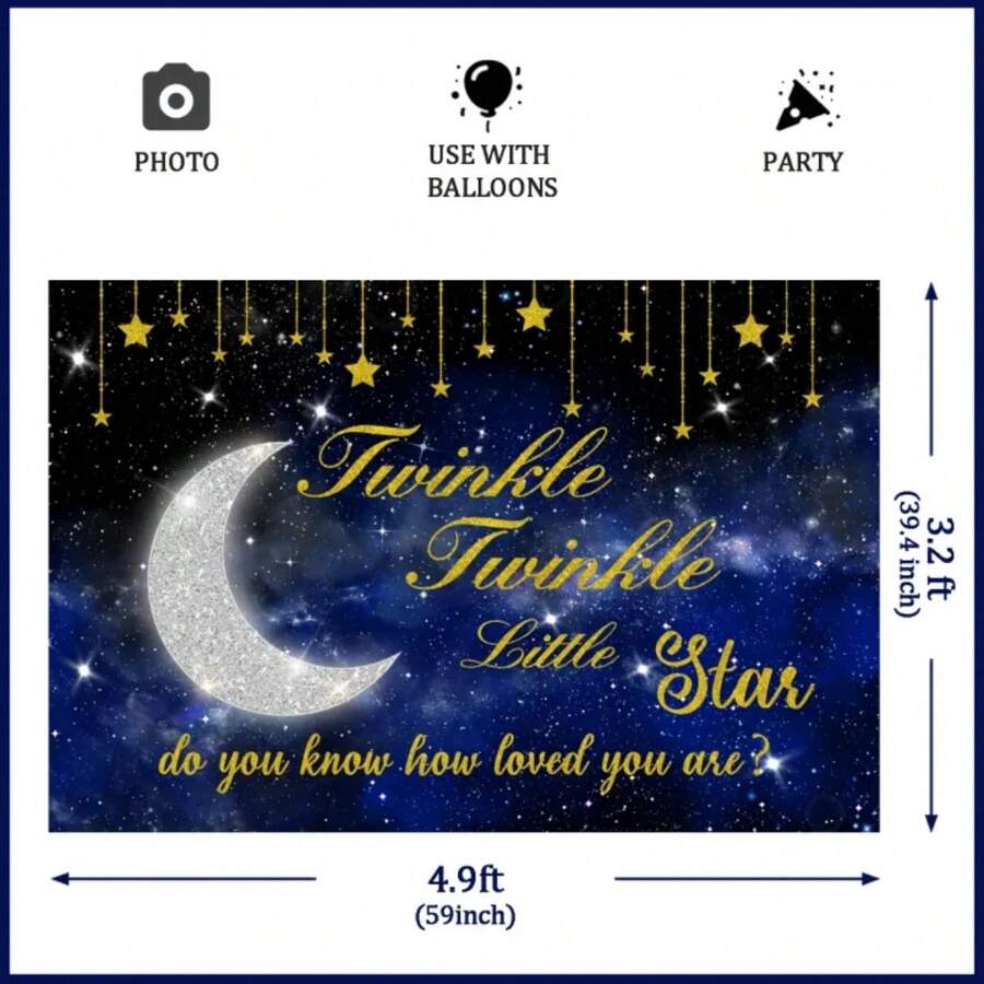 FANGLELAND Twinkle Twinkle Little Star Party Decoration Backdrop Shiny ...