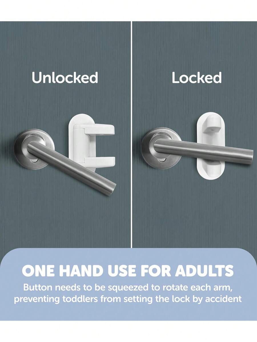 1Pc Child Proof Door Lever Lock - Door Handle Lock, Minimalist Design ...