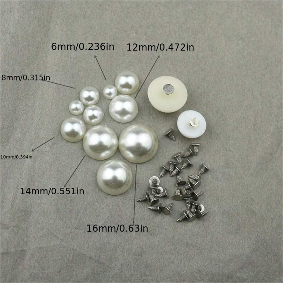 100 Sets/Pack 6-16mm Half Round Plastic Pearl Rivets, High Gloss Faux ...