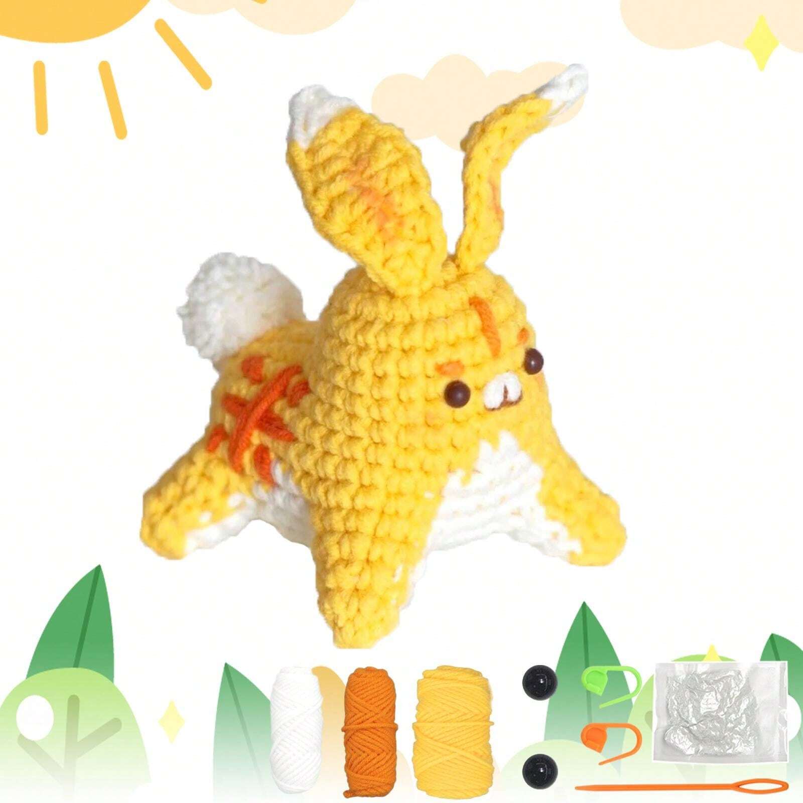 The Yellow Lucky Rabbit Crochet Kit For Beginners Knitted Animal Kit ...