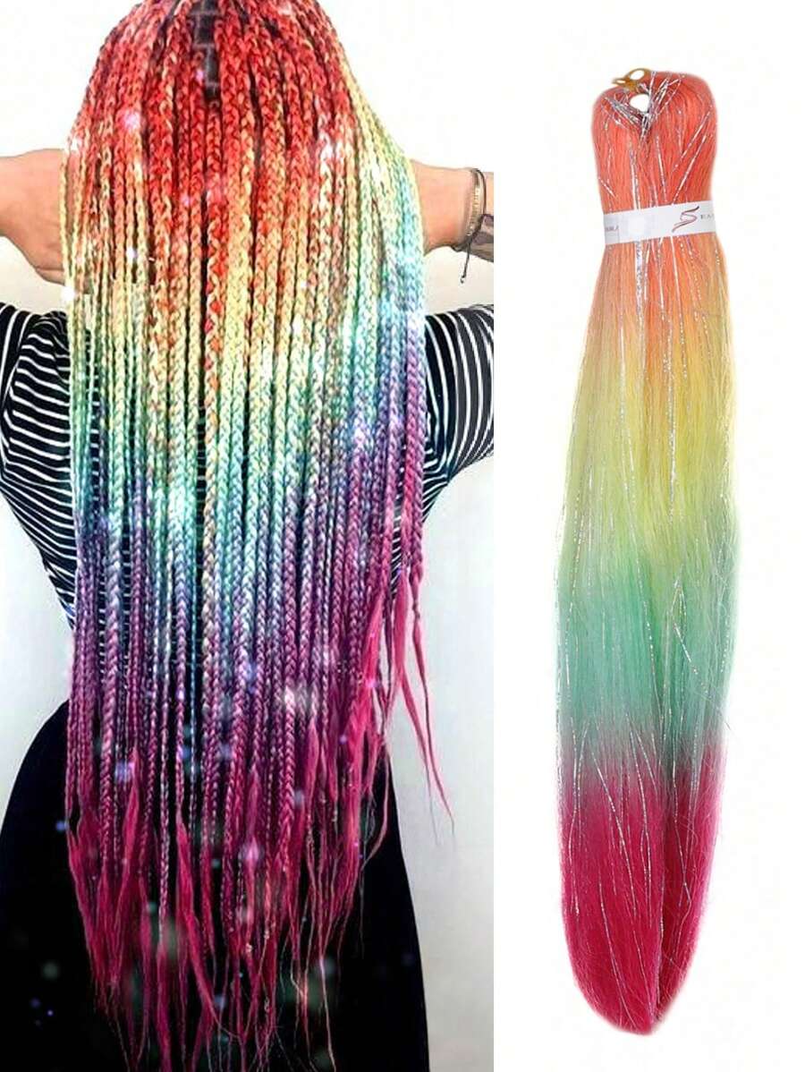 Synthetic Pre Stretched Braiding Hair Long Braid 30 Inch Rainbow Color ...