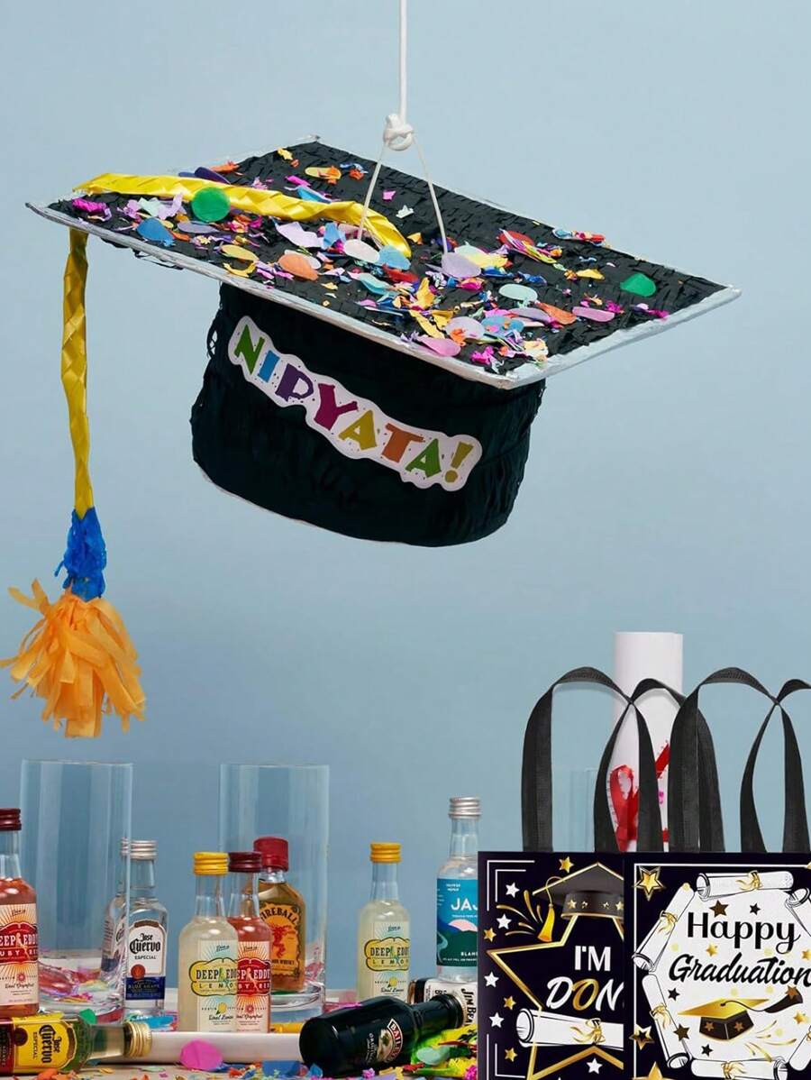 1pc/4pcs Graduation Gift Bag 2024, Black And Gold Congrats Grad Package ...