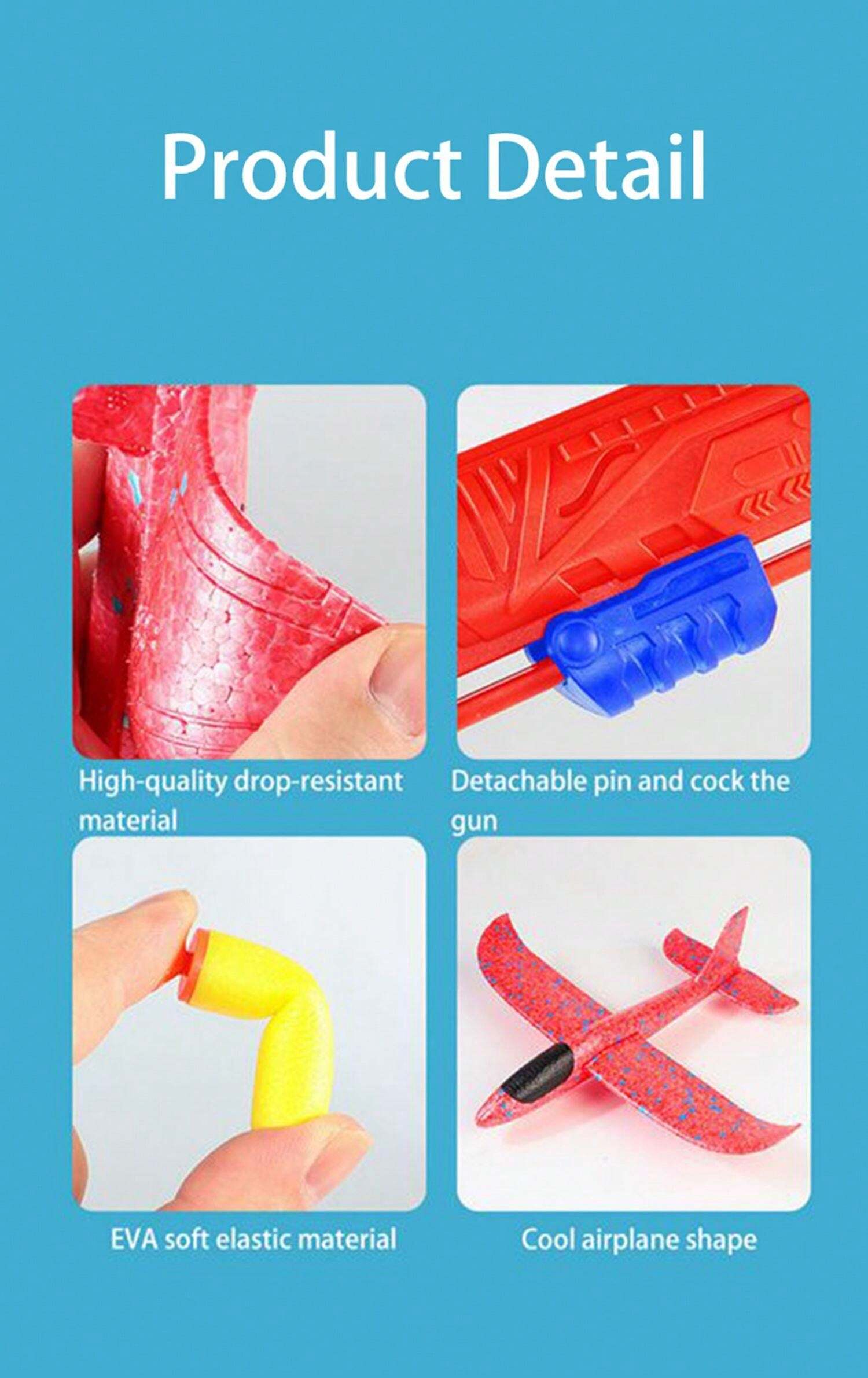 1pc Foam Airplane Launcher With Airplane And EVA Rubber Launcher ...