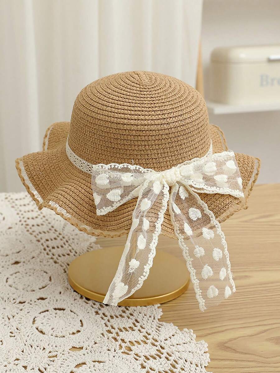 One Cute Princess Style Sun Hat With Bow And Flowers For Toddler Girls ...