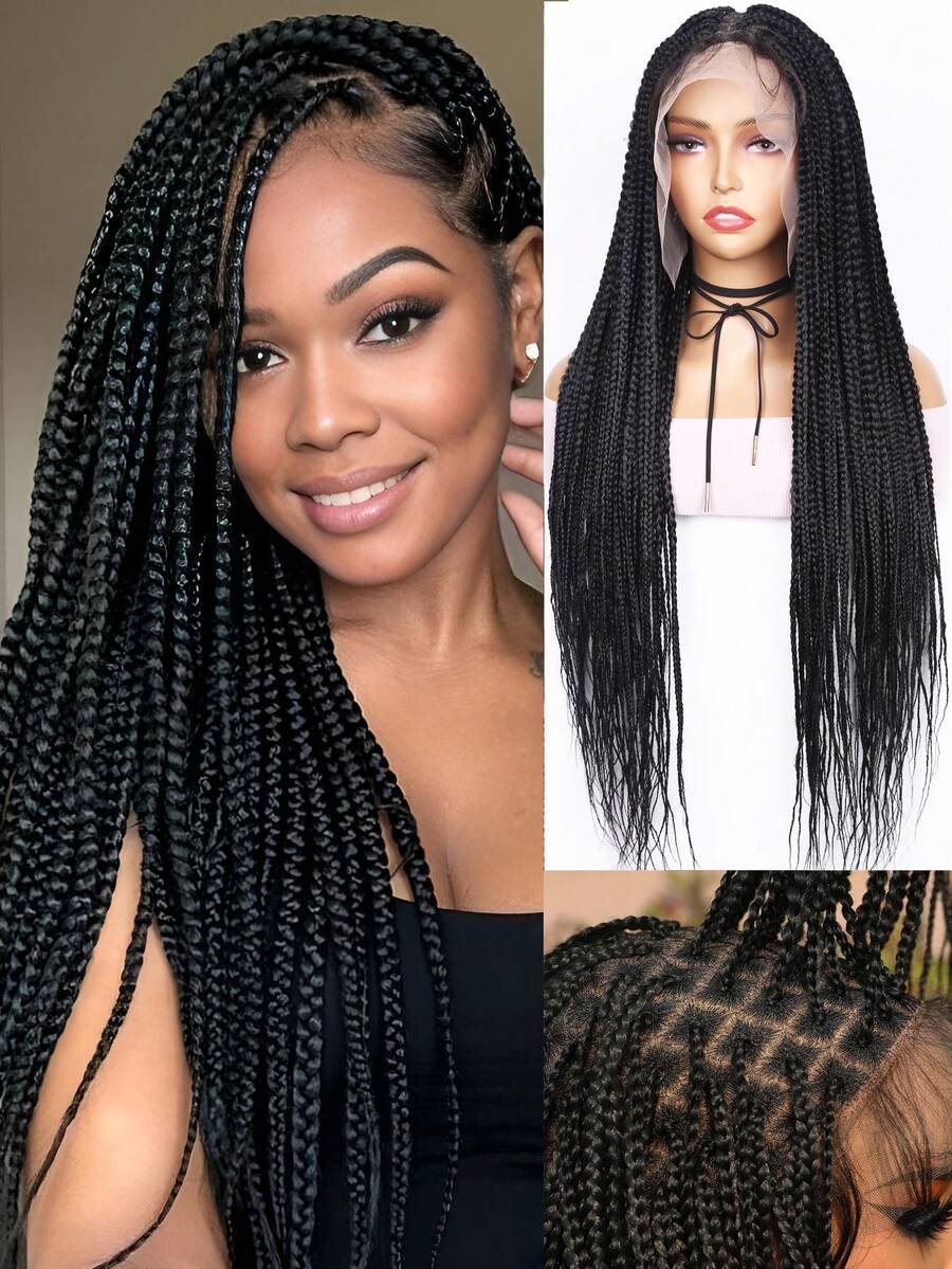 Full Lace Wig Long Box Braids Wigs For Black Women 32 Inch Double Full ...