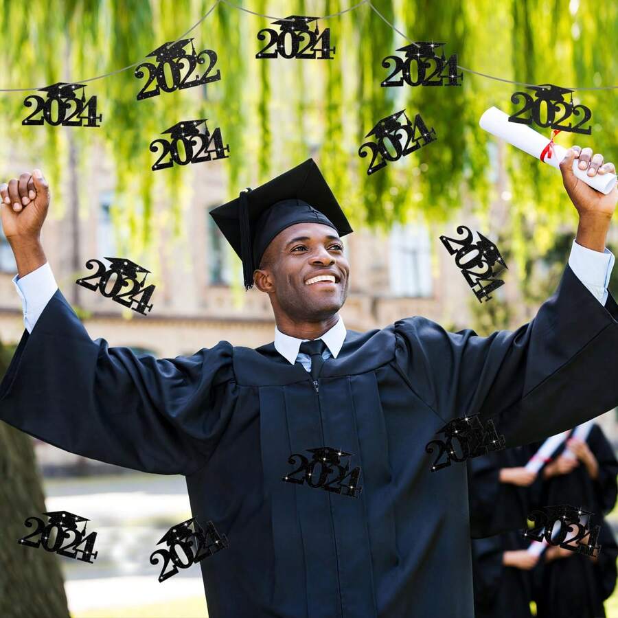 24pcs 2024 Glitter Cutouts Tags ,Graduation Cap Decorations ,2024 ...