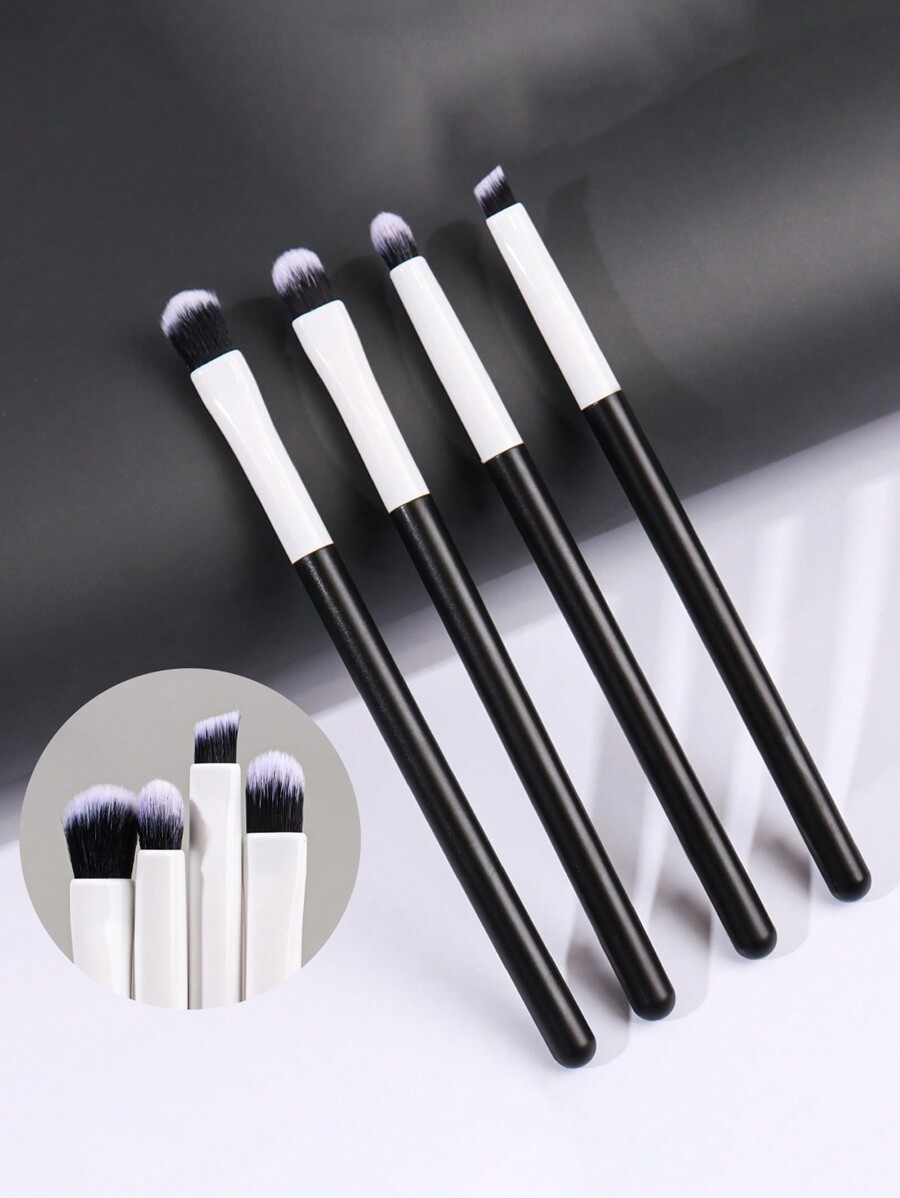 4Pcs Eye Makeup Brush Set Including Round Blending Brush, Straight ...