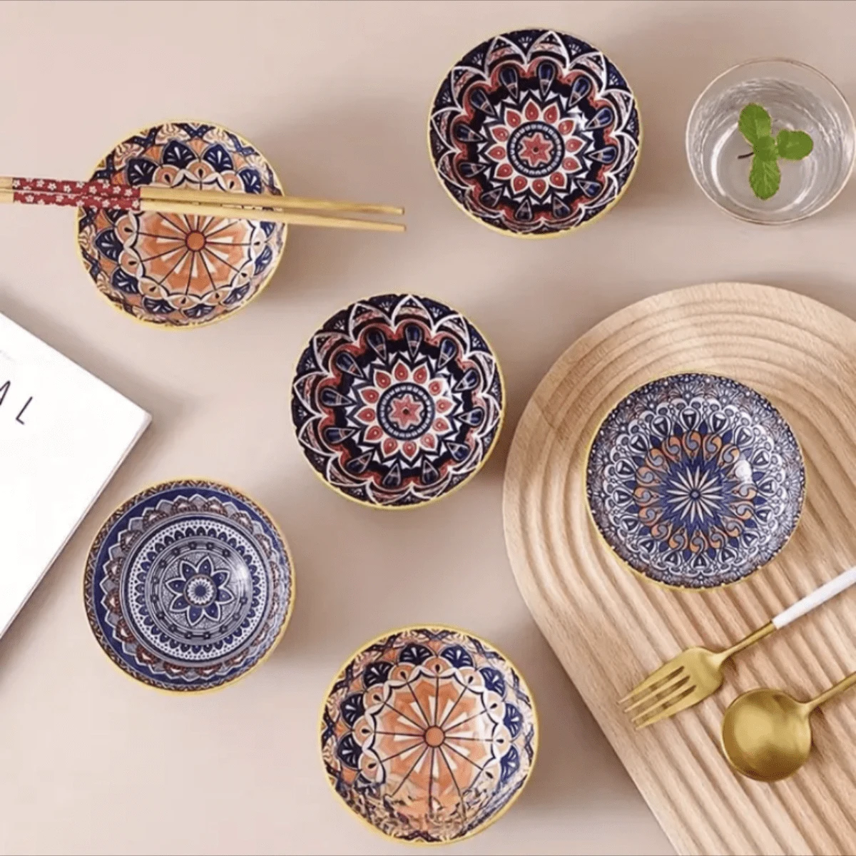 1 Set Bohemian Ceramic Bowls - Assorted Tableware Bowls For Cereal ...