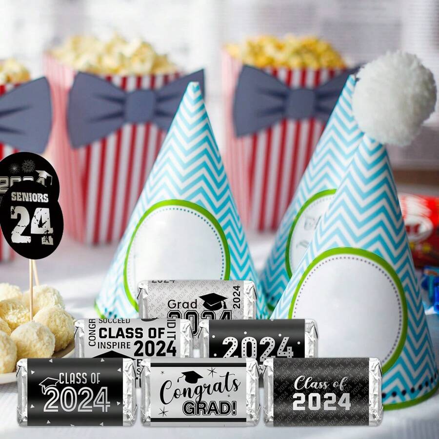 30pcs ,5sheets ,Class Of 2024 Mini Candy Bar Labels, Graduation Mini ...
