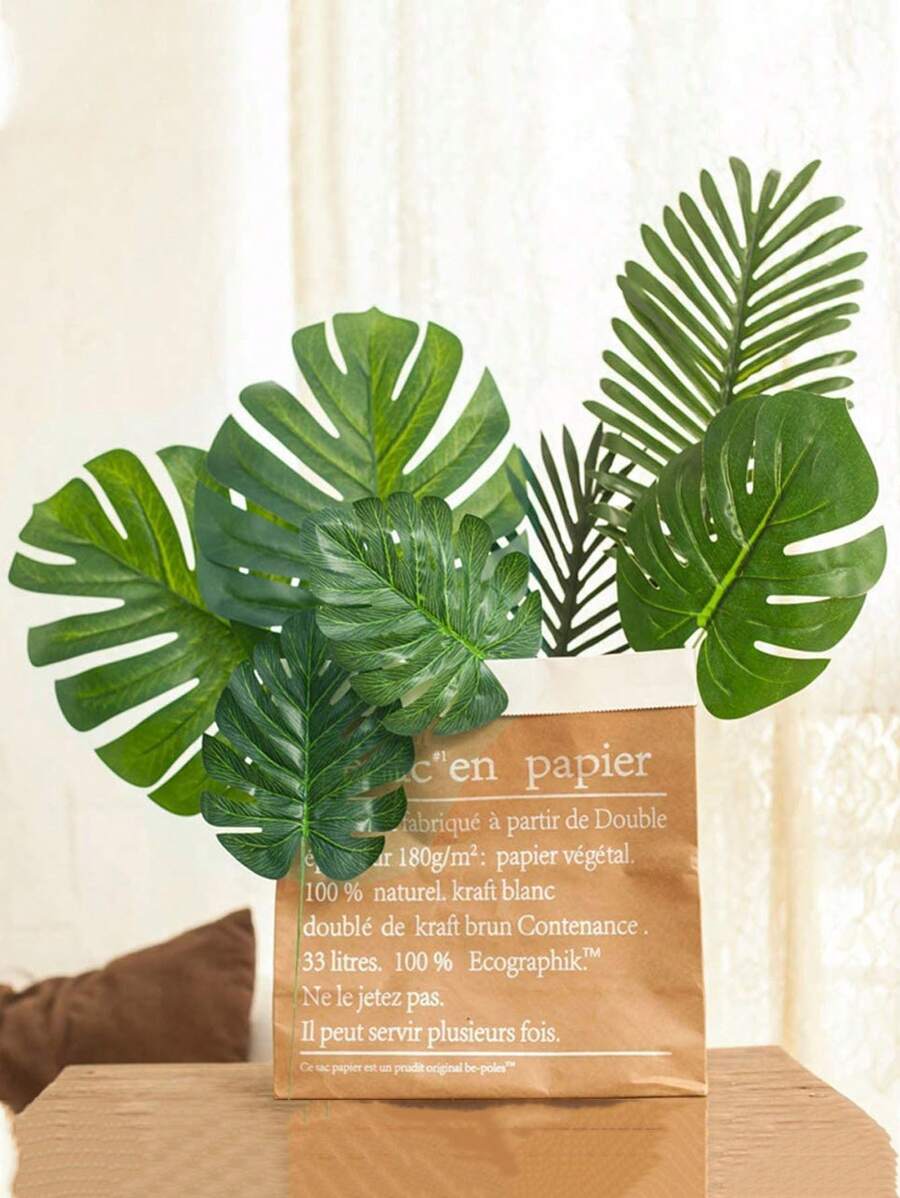 21pcs-Palm-Leaf Artificial Tropical Turtle-Back Bamboo -7 Kinds Of ...