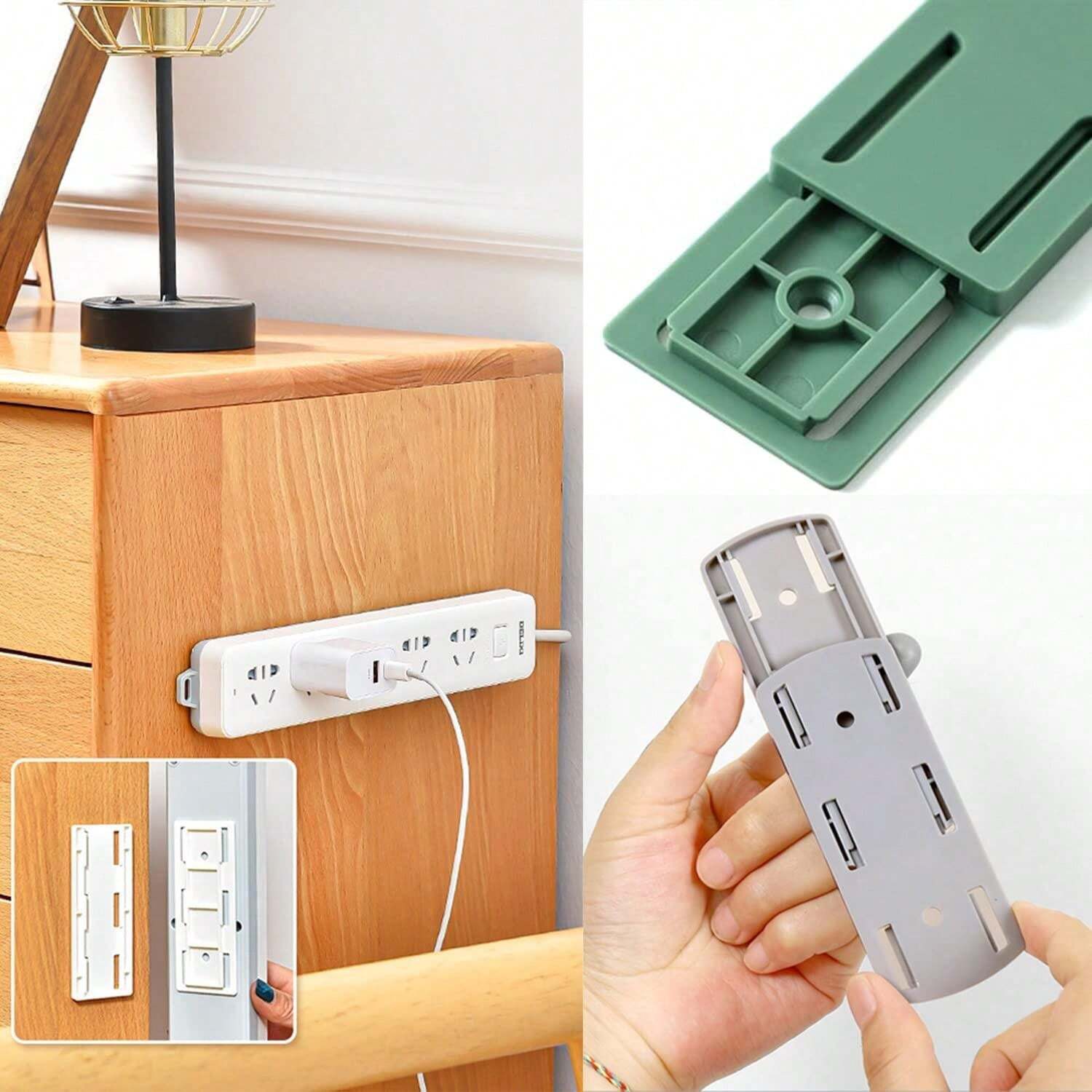 2-Pack Self Adhesive Power Strip Holder, Plug-In Socket Fixer Bracket ...
