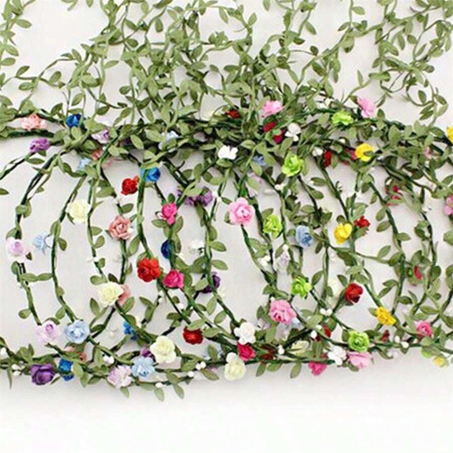 80 meters Leaf Ribbon Artificial Vines Leaves String Trim Ribbon Wild ...