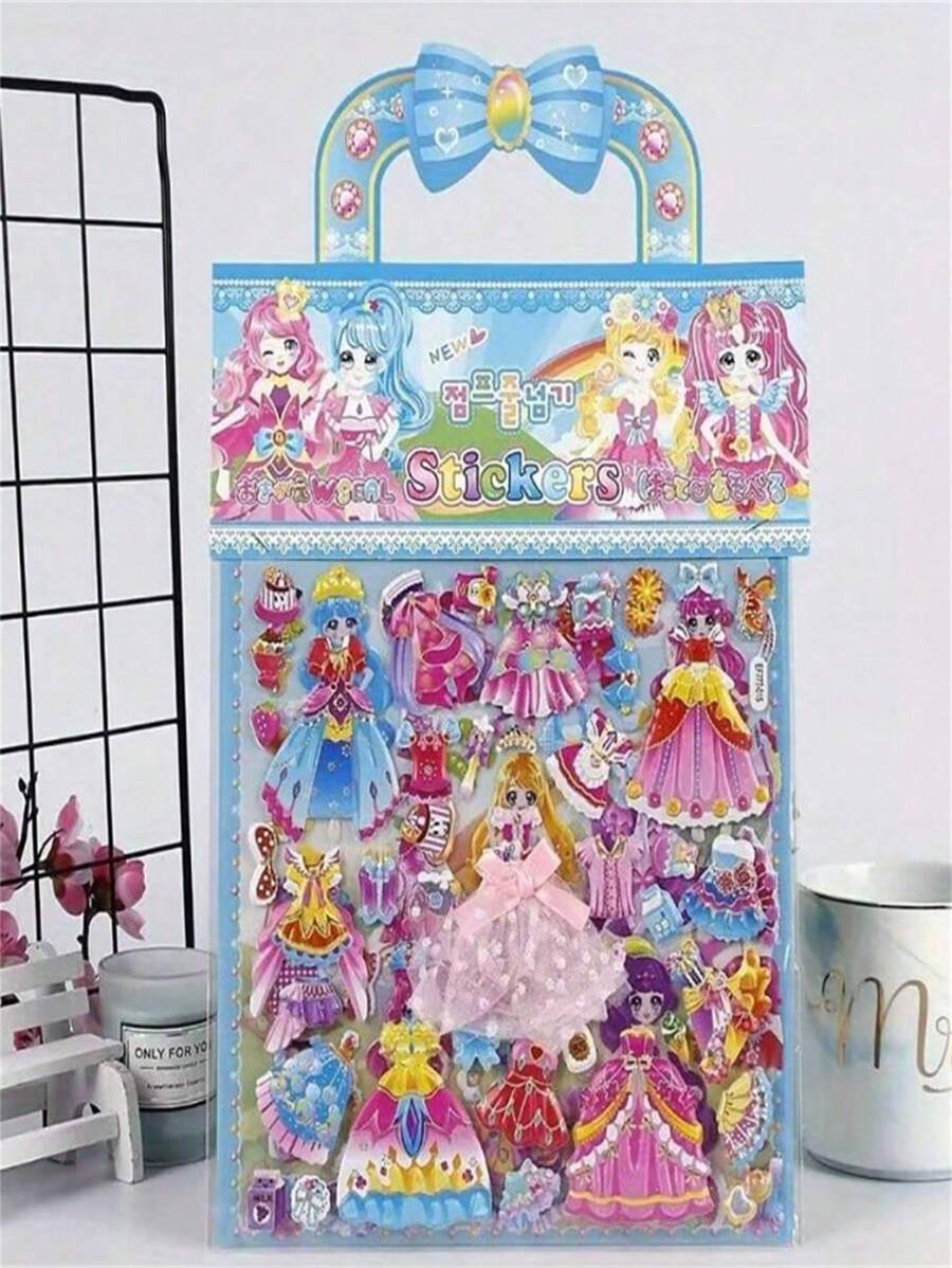 1pc Sticker Activity Books Set, Dress-Up, 3D Stickers Dress Up Doll ...