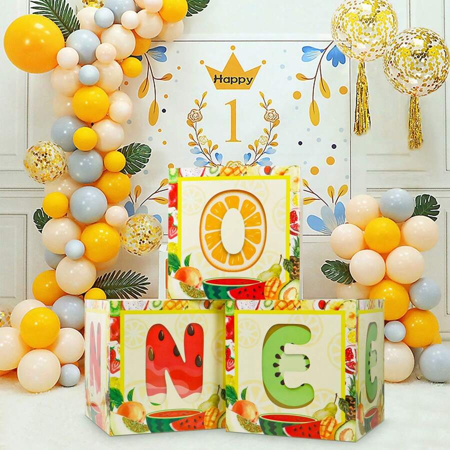 Fruit Birthday Decorations Balloons Box, 3pcs Birthday Decorations ...