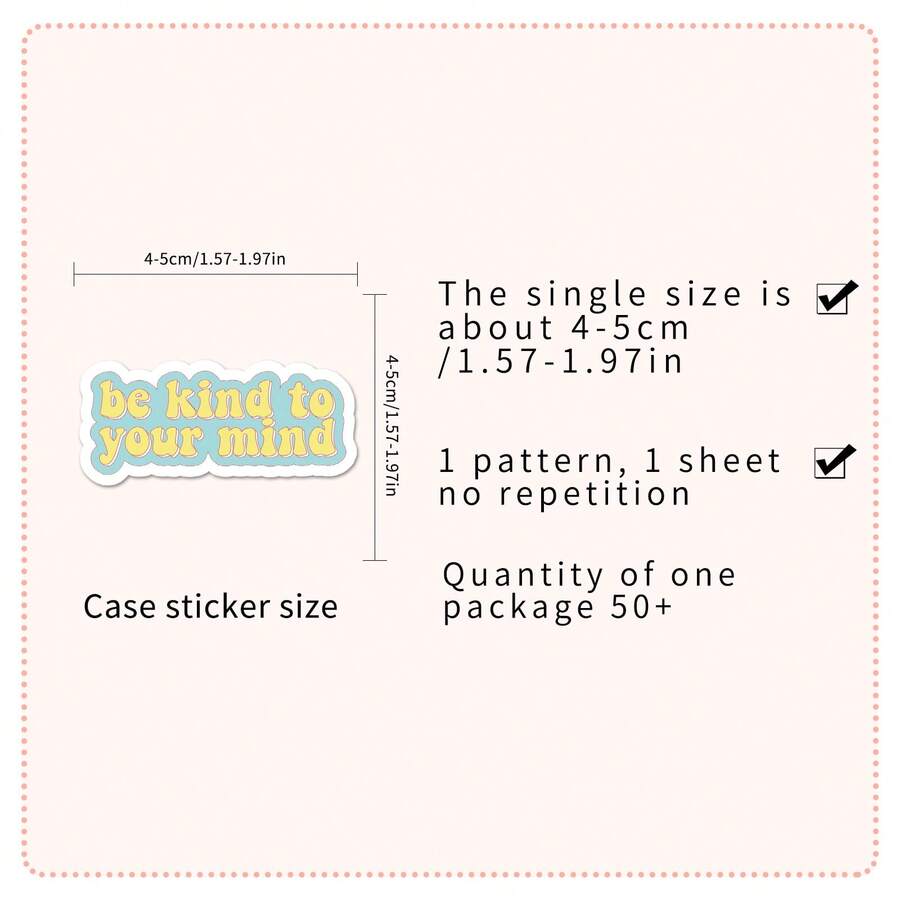 50pcs Be Kind Cartoon Creative DIY Laptop Sticker Waterproof Sticker ...
