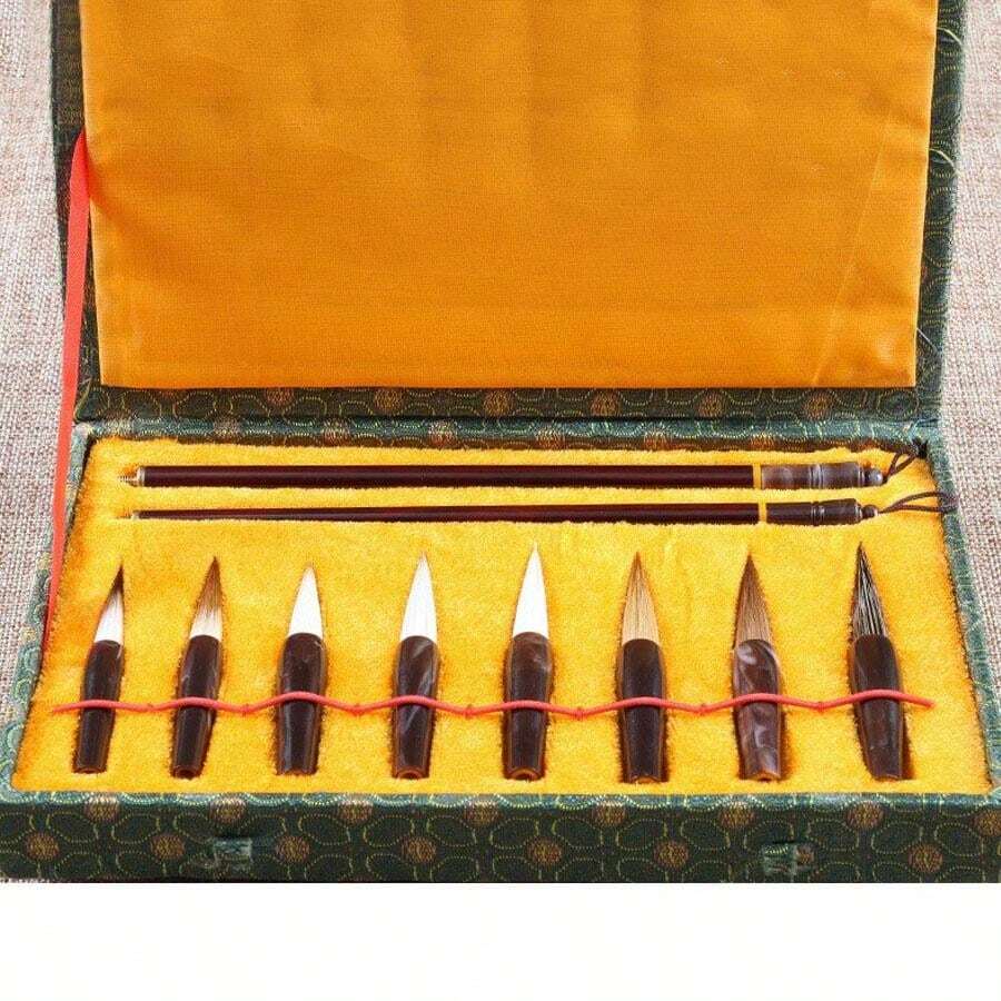 Eight-Head Detachable Calligraphy Brush Set Wolf/Goat/Hare Hair ...