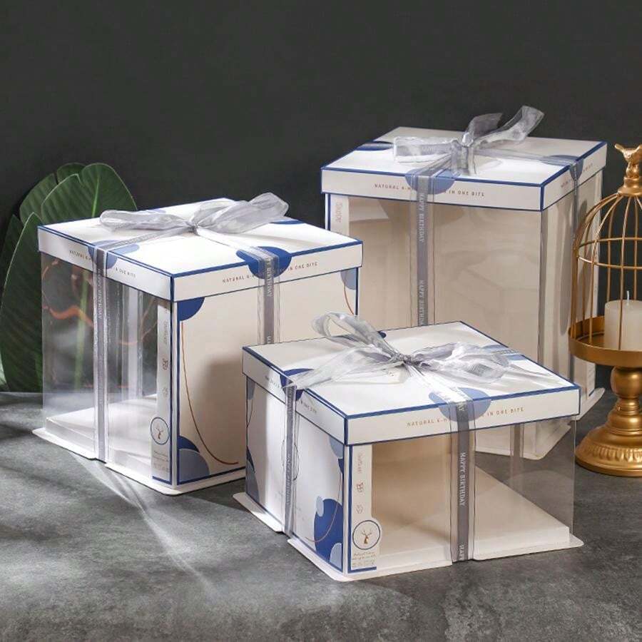 Semi-Transparent Half Paper Birthday Cake Box 8 Inches Baking Party ...