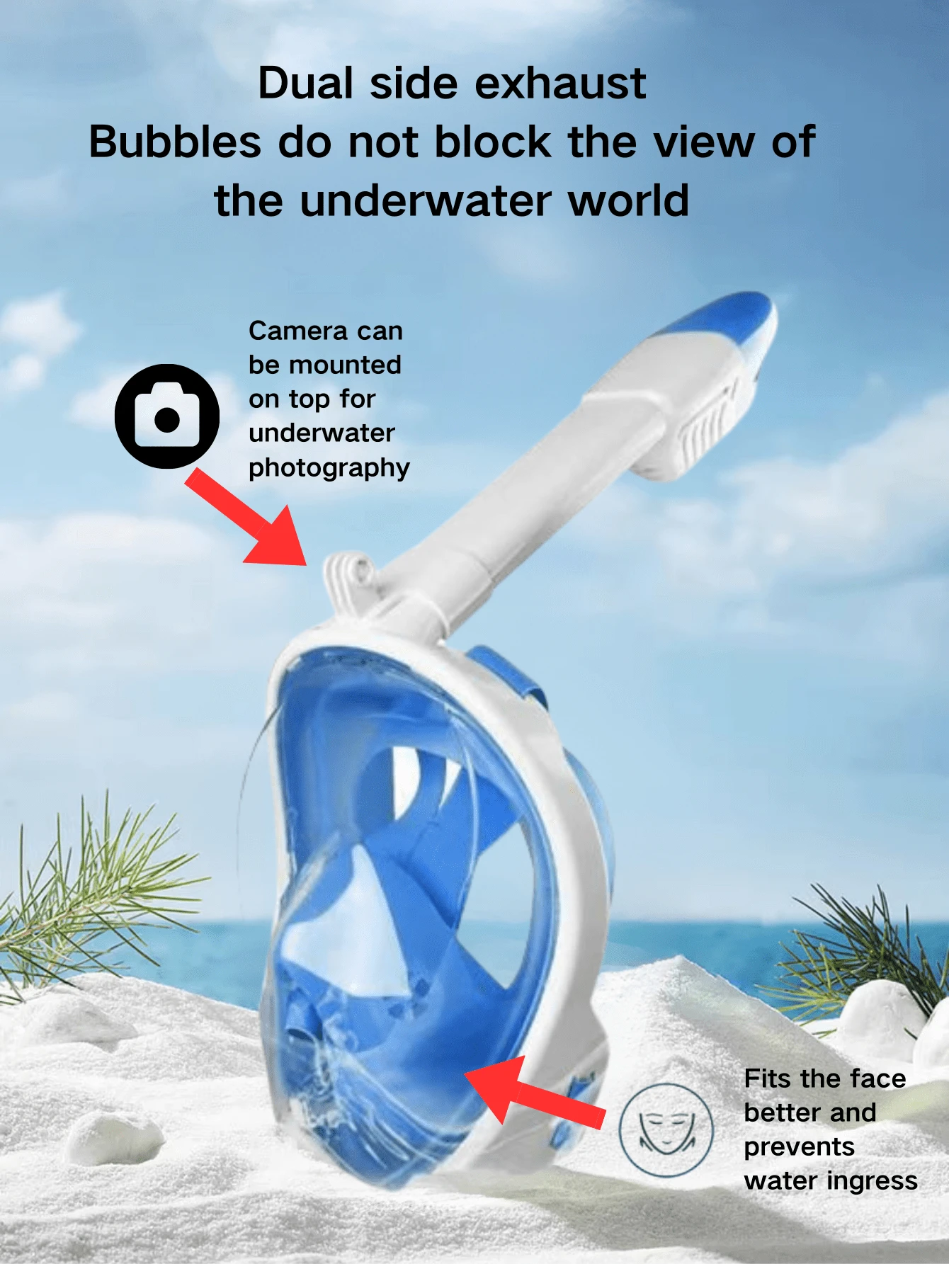 Diving Mask Full Face Snorkeling Mask Underwater Anti Fog Snorkeling ...