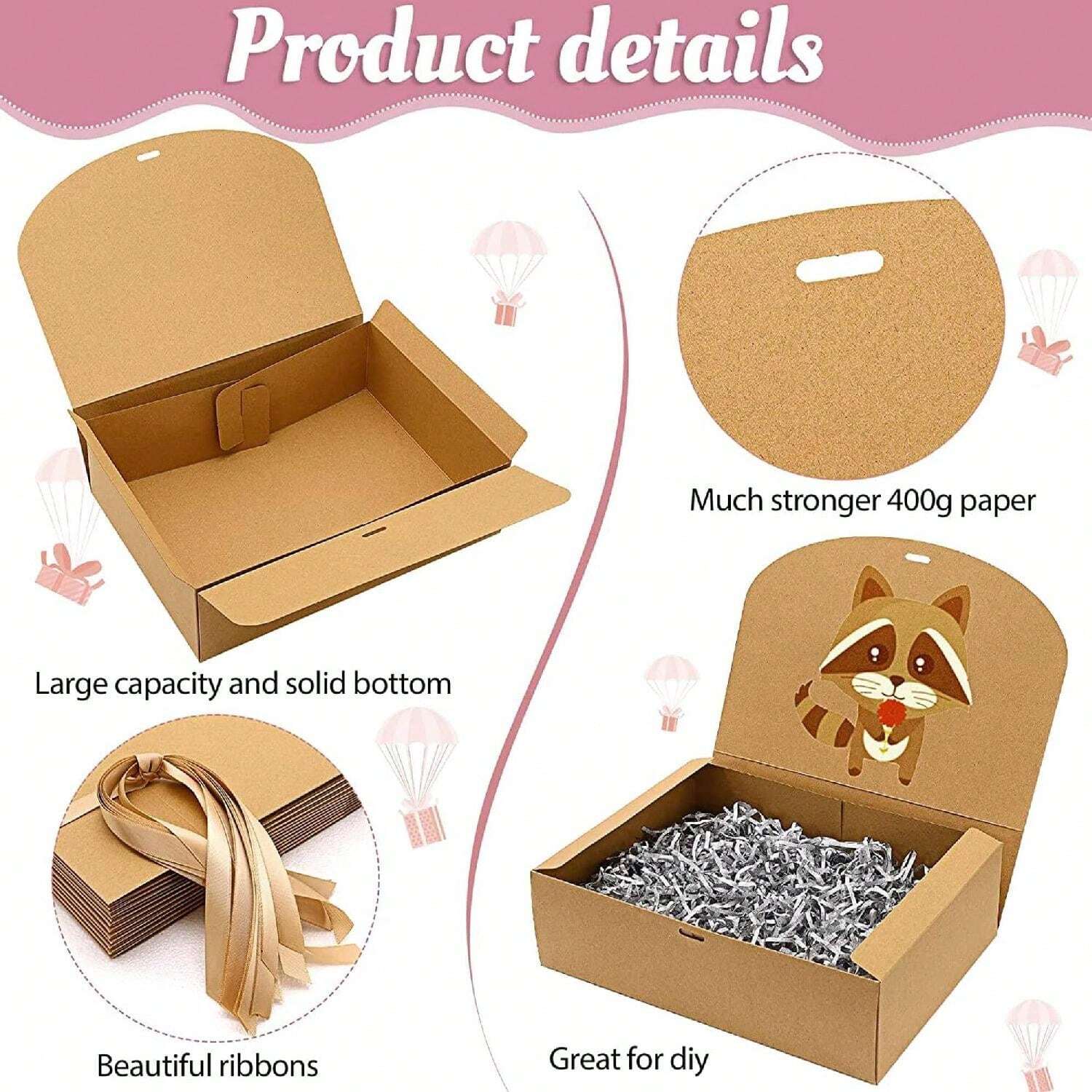 5 Sets Valentine's Day Gift Boxes With Lids,10.6x8x3.2inch Large Kraft ...