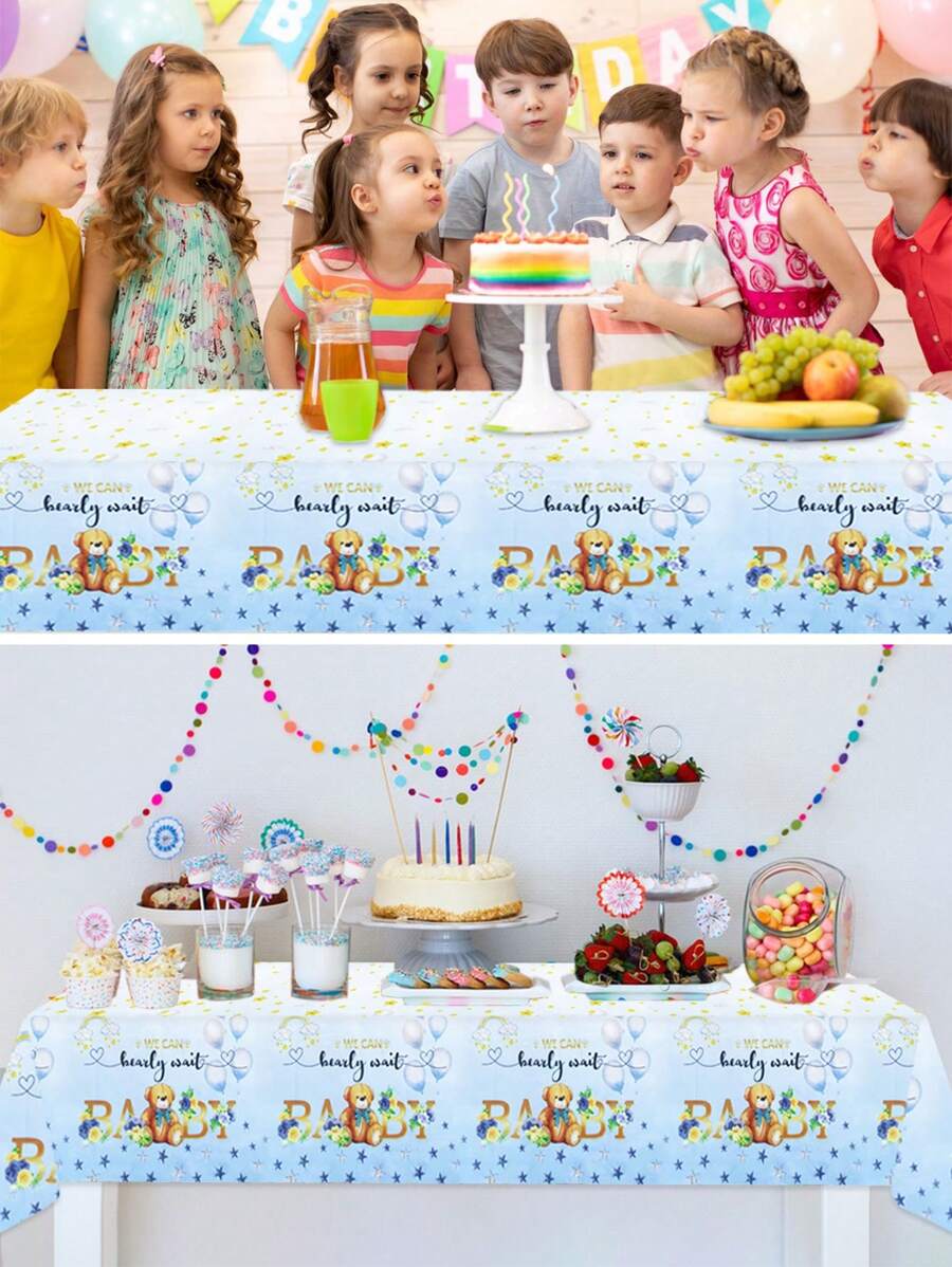 2 Pack Baby Bear Tablecloth Bear Baby Shower Table Covers Bear Theme ...