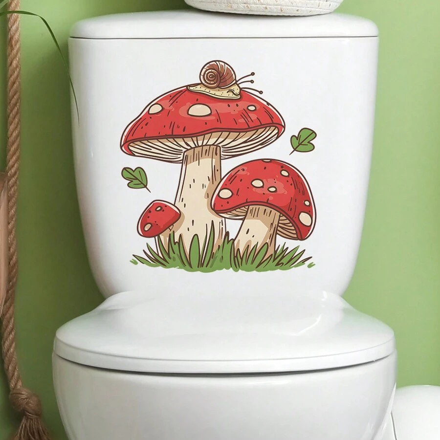 One Cartoon Mushroom Snail Toilet Sticker | SHEIN USA