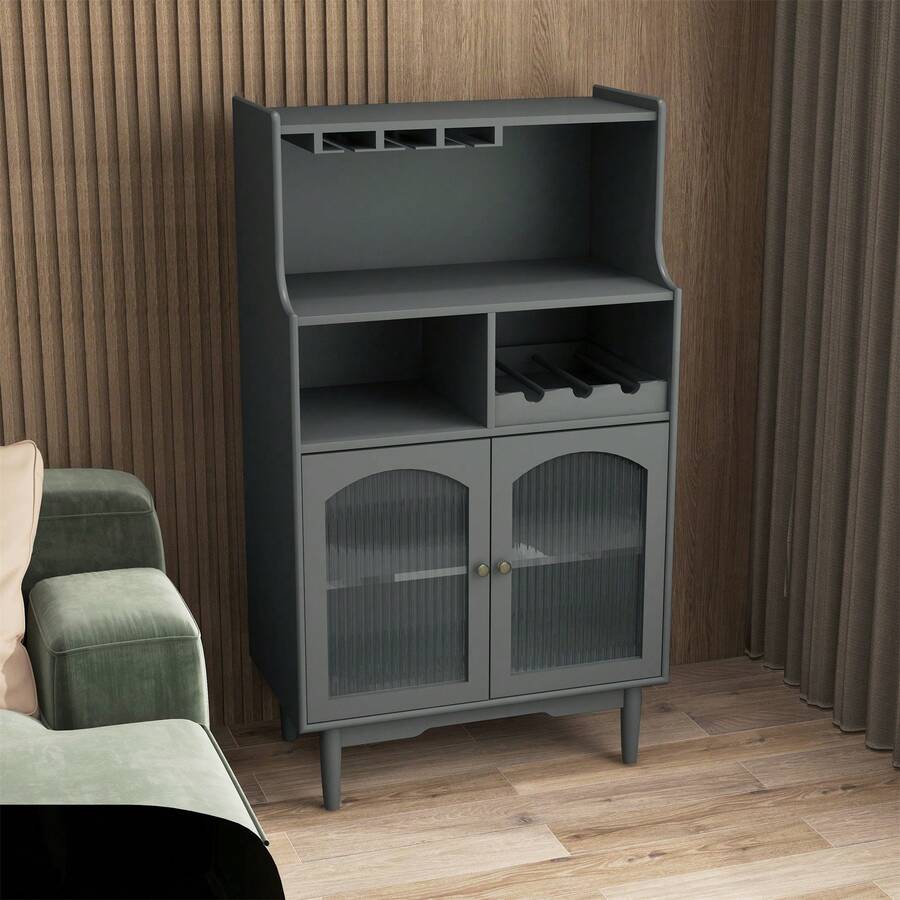 Wine Bar Cabinet With Removable Wine Rack,Coffee Bar Cabinet With Glass ...