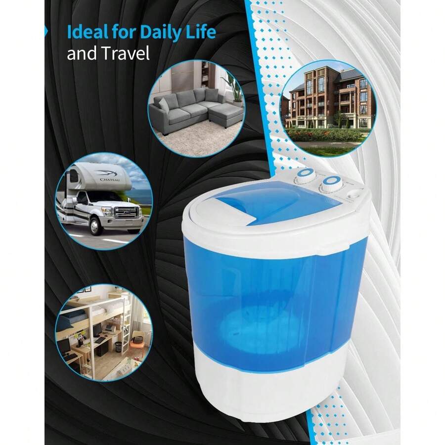 Mini Portable Washing Machine With Spiner Basket, 7.7lbs Mini Washer, Small Washing Machine ...