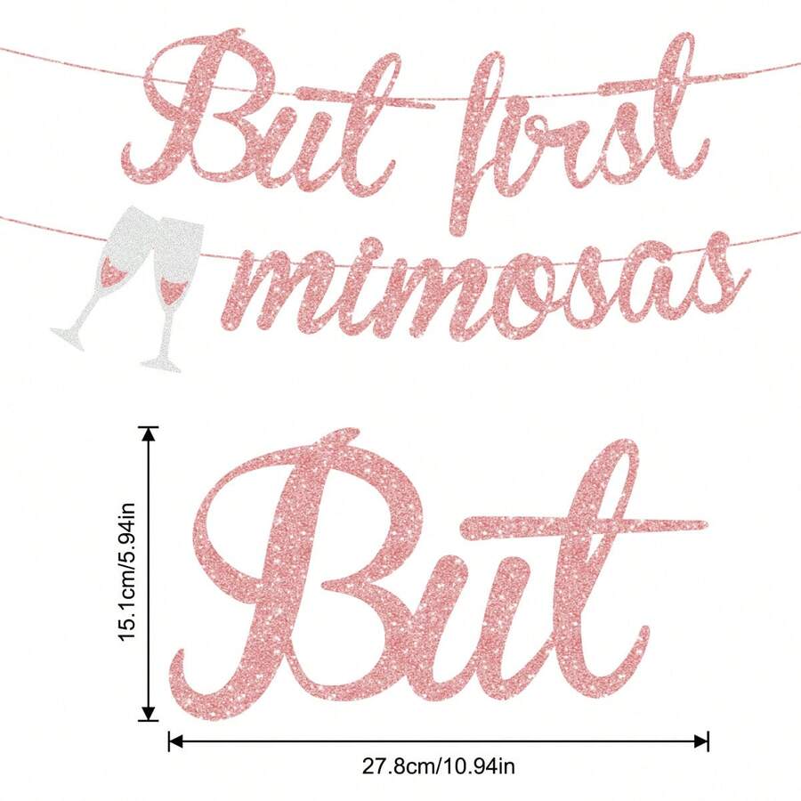 1Set,Mimosa Bar Sign But First Mimosas Rose Gold Banner, Decorations ...