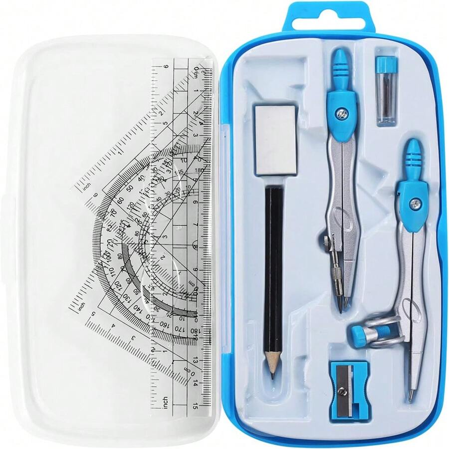 Geometry Tool Set, Learning Stationery, 10 Pieces Set Including Compass ...