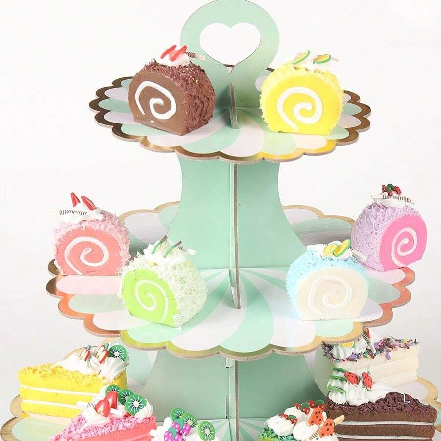 3-Tier Paper Cake Stand For Birthday Party, Afternoon Tea And Dessert ...