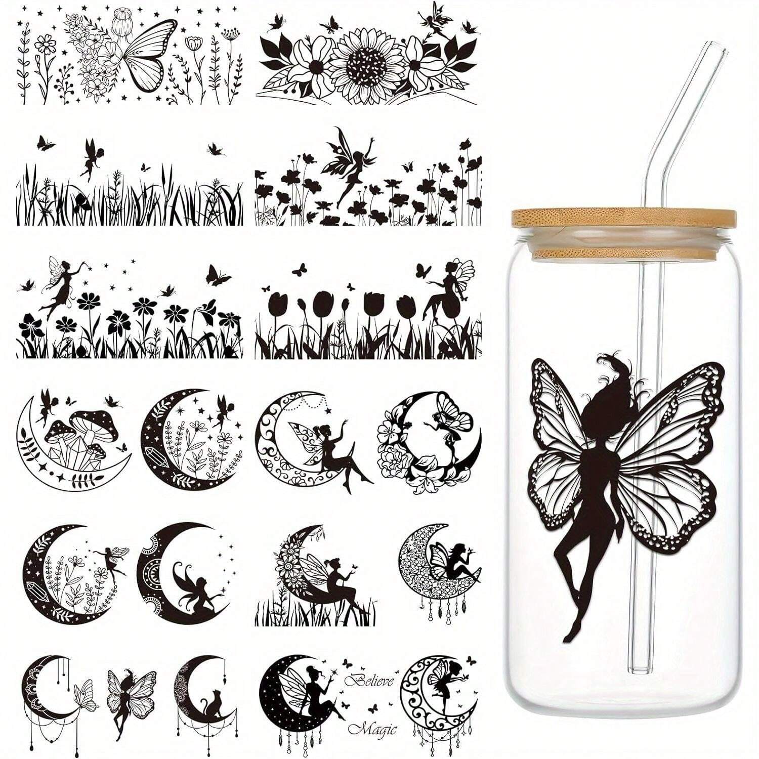 Fairy UV DTF Cup Wrap - 12 UV DTF Cup Wraps Transfer Stickers For 16 Oz ...