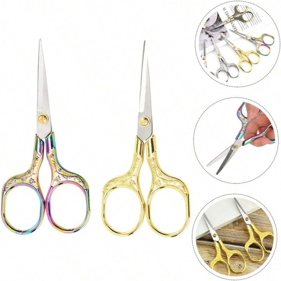 1pc Stainless Steel Non-Slip Handle Beard Scissors, Small Scissors For ...