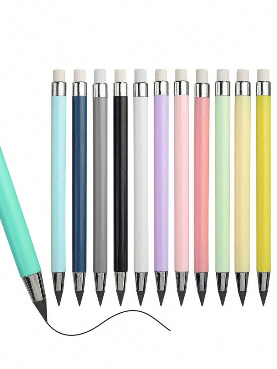6pcs No Ink Automatic Pencil, HB Lead, Macaron Colors, Unbreakable ...