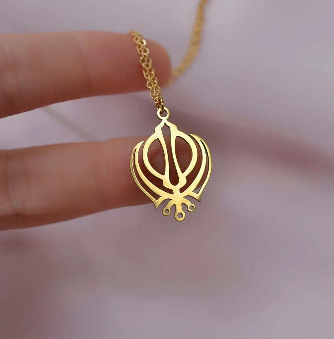 1pc Classic Symbol Necklace Stainless Steel Khanda Pendant Necklace ...