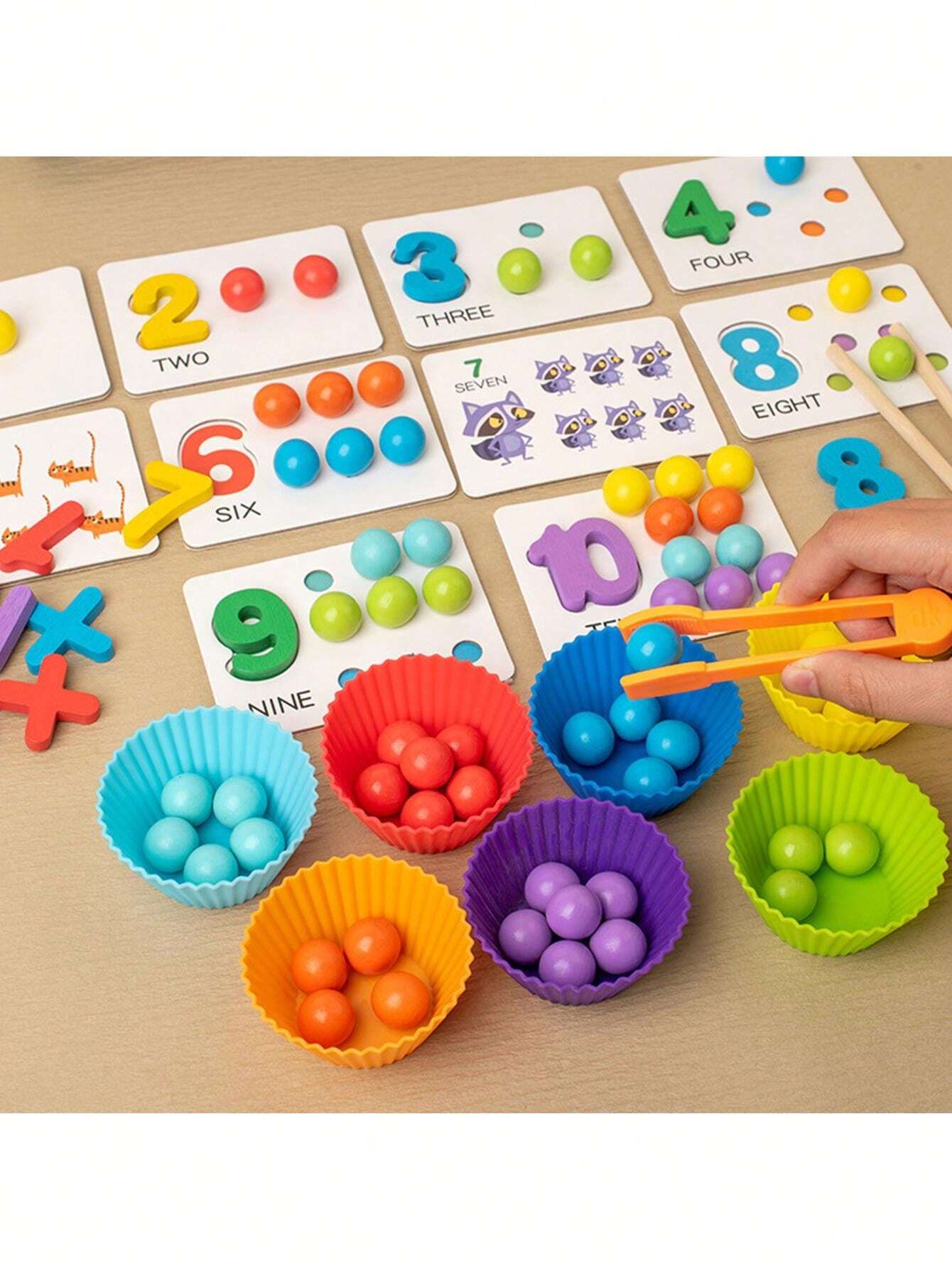 1 Box Of Hot Children's Early Education Wooden Number Matching Sorting ...