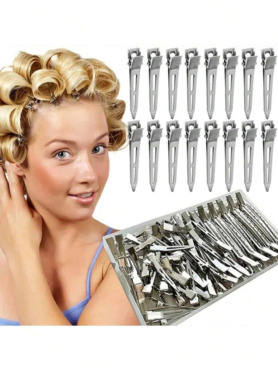 Pack Of 50 Hair Styling Double Prong Curl Clips, Sectioning Alligator ...