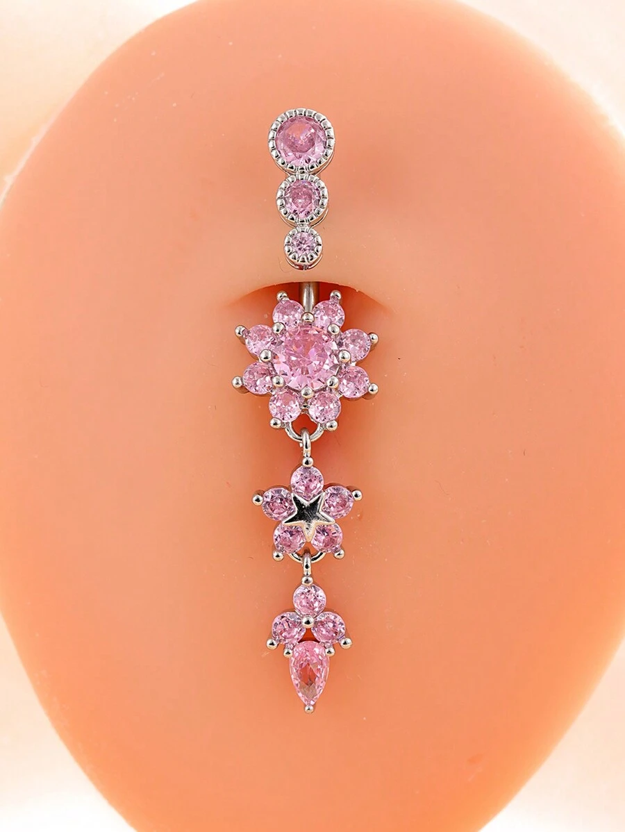 One Three-Section 21 Zirconia Navel Ring For Piercing | SHEIN USA