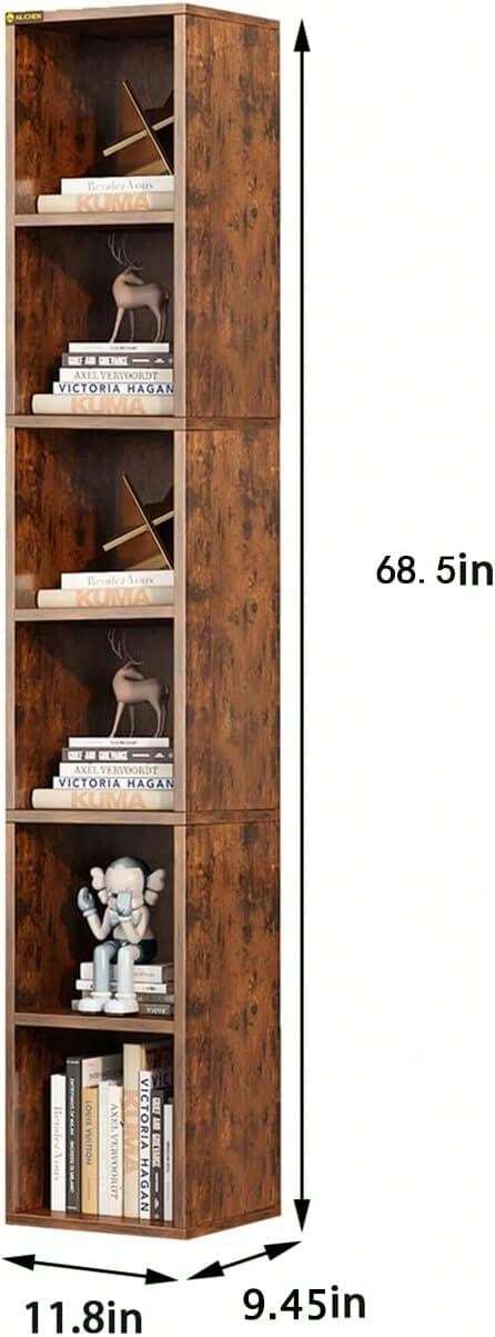 6-Tier Open Cubby Storage Shelf, Tall Cube Bookshelf Bookcase,Sturdy ...