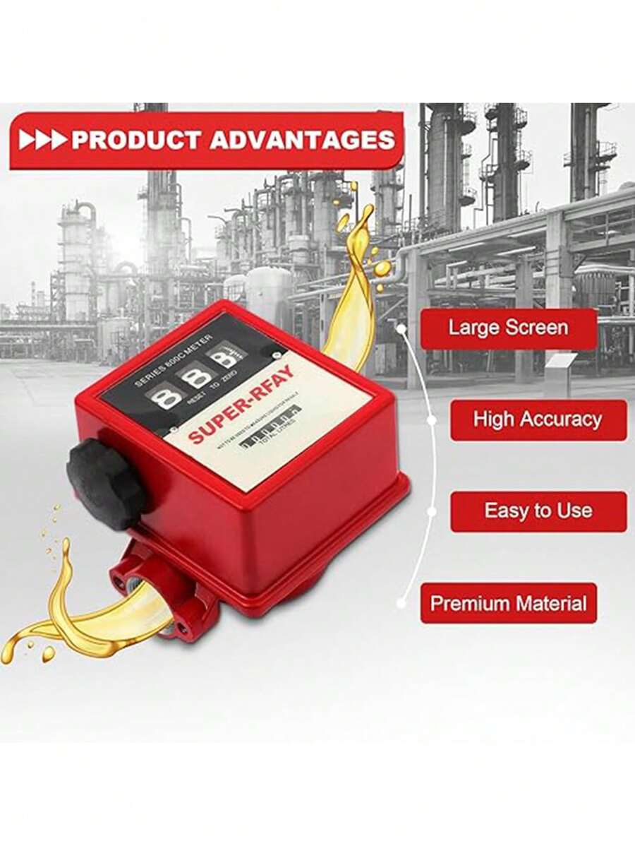 Mechanical Fuel Meter 10-20 GPM Fuel Flow Meter 3-Digital Batch Display ...