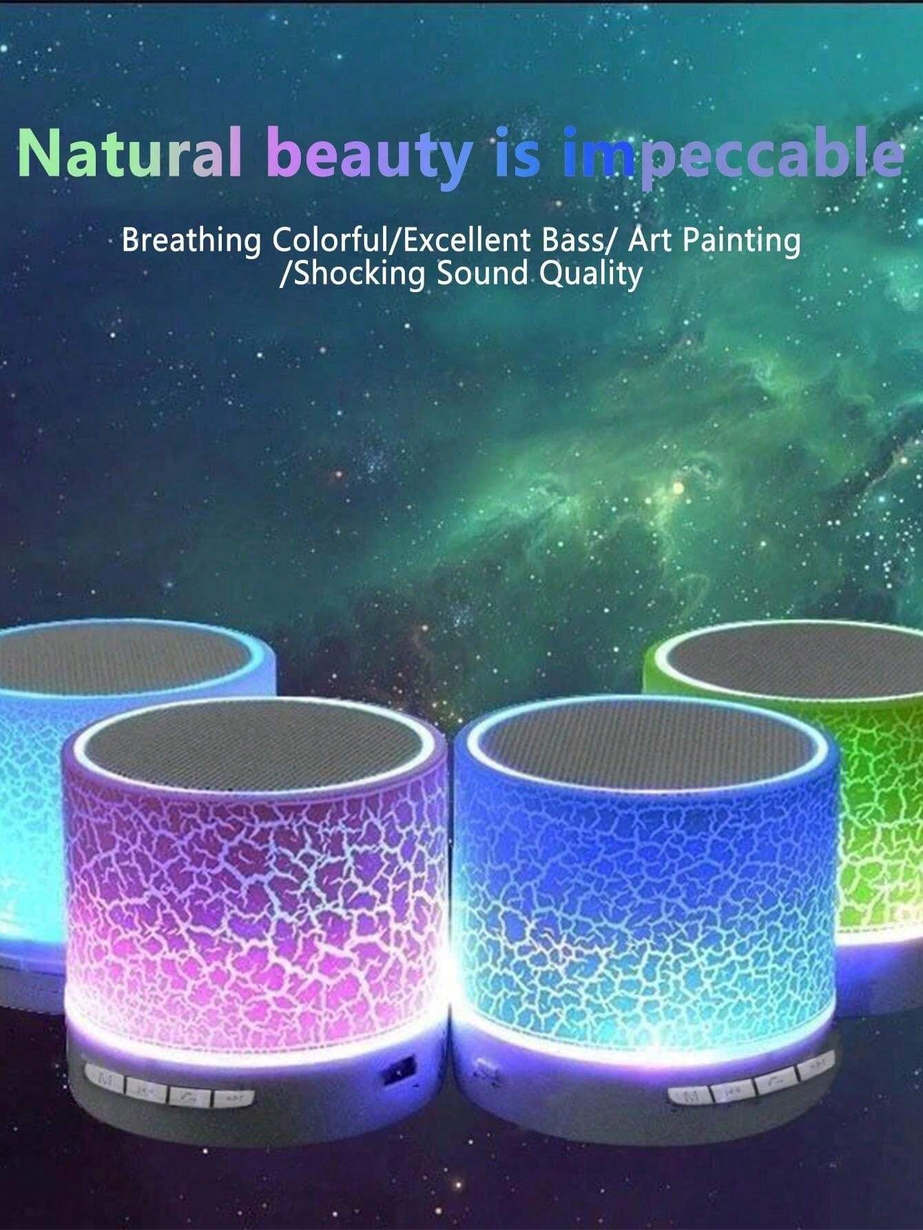 Glittering Cracked Rainbow Light, LED Wireless Mini Speaker, Portable ...