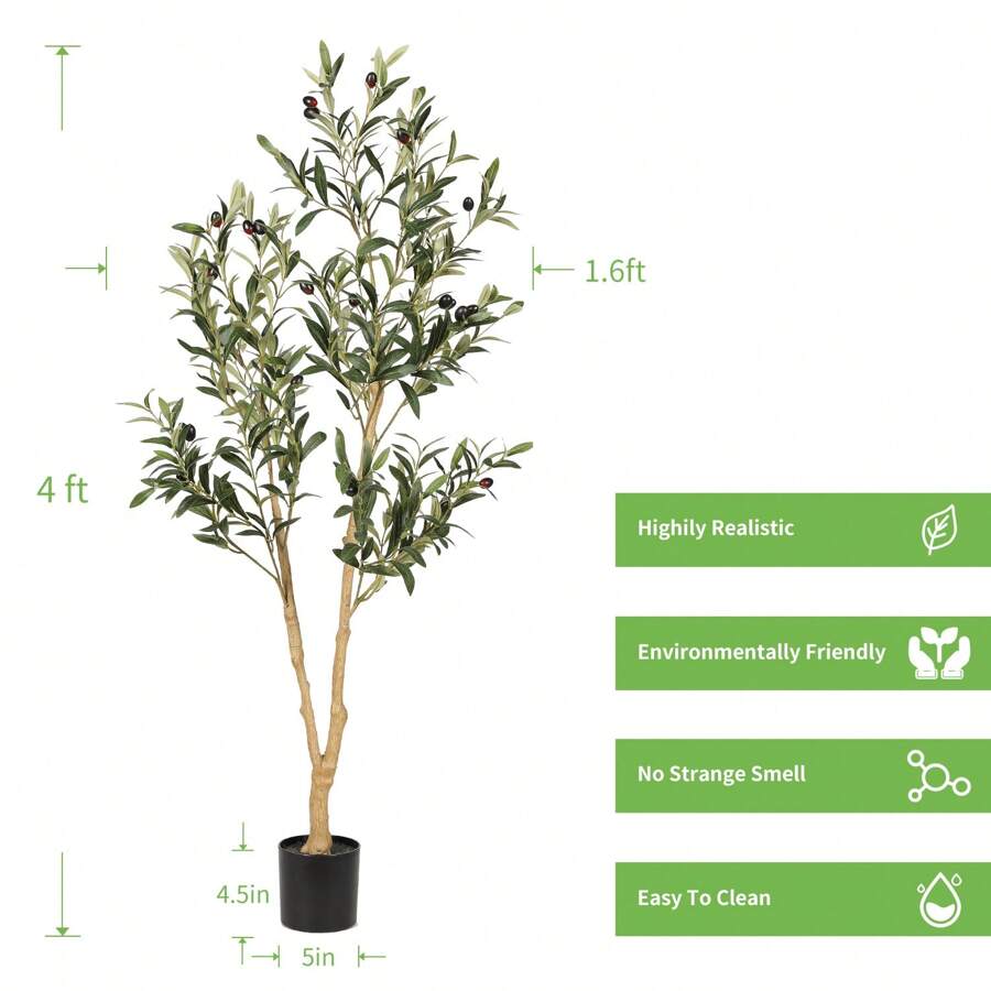 Faux Olive Tree 7ft - Realistic Tall Silk Olive Trees Artificial Indoor ...