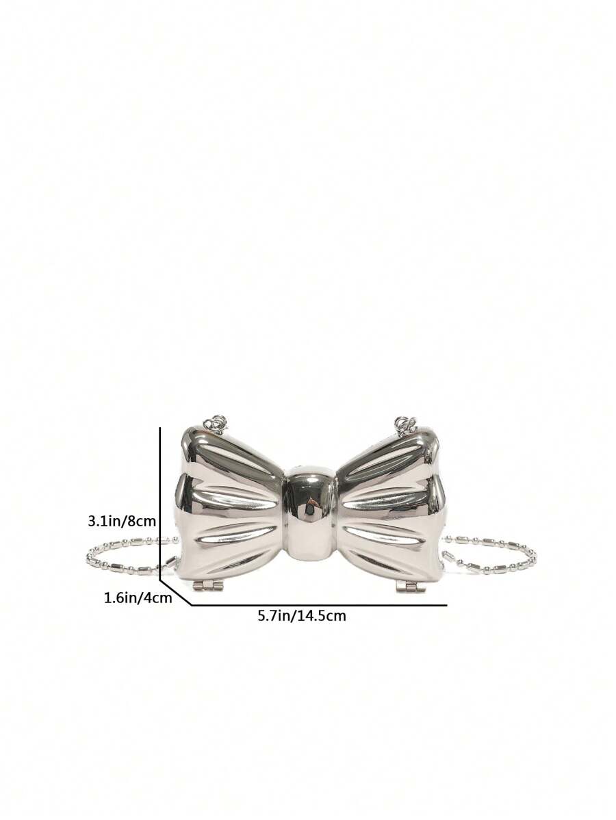 A Metal Bow Detail-Shaped Mini Evening Clutch Bag, Women Personality ...